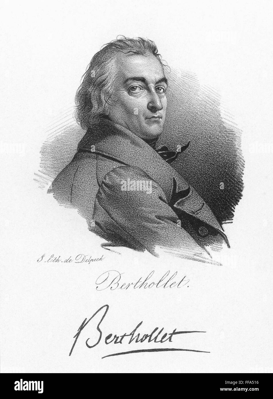 CLAUDE LOUIS BERTHOLLET /n(1748-1822). French chemist. Lithograph ...