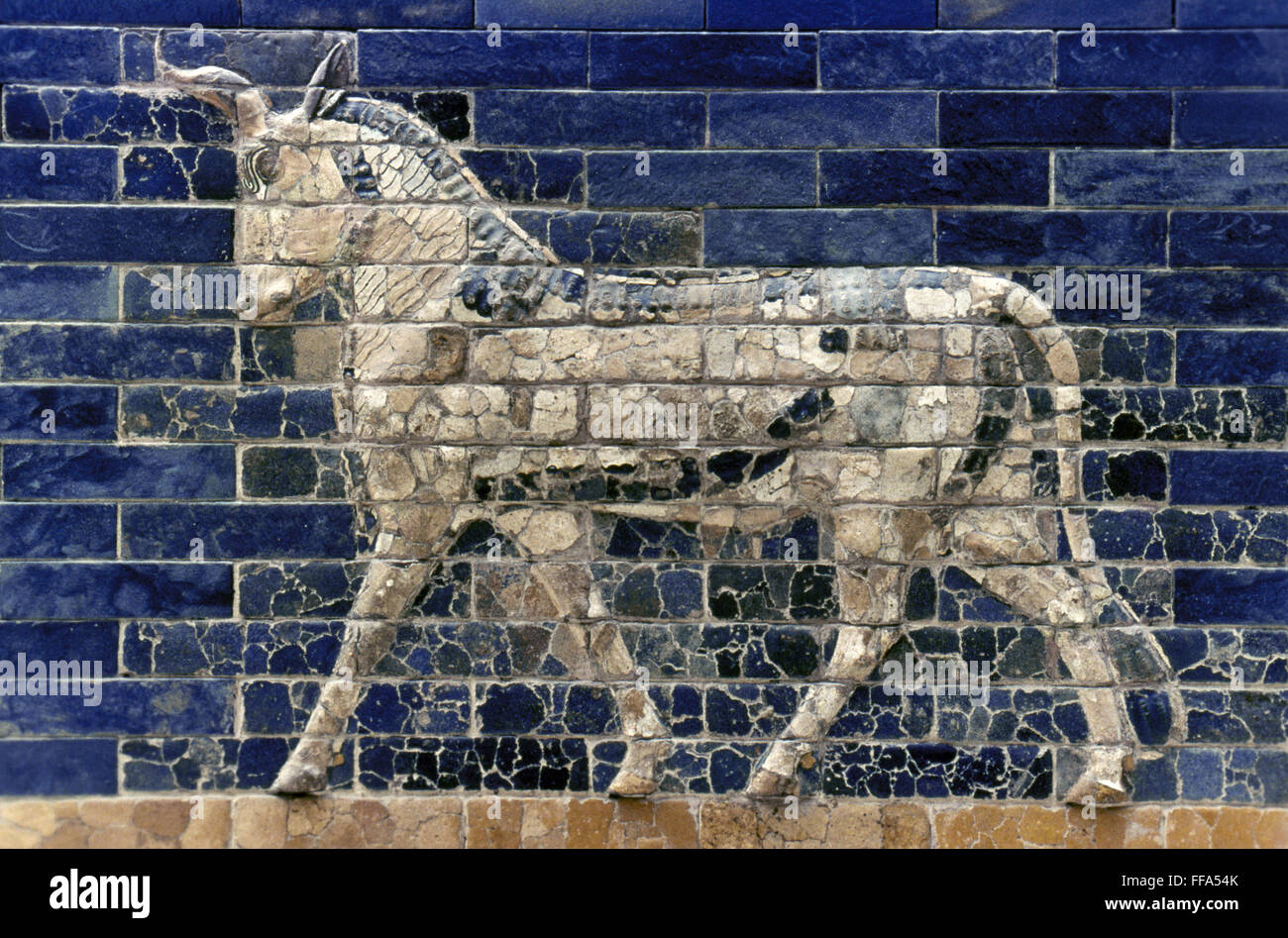 BABYLON: ENAMEL BRICK BULL. /nGlazed enamel brick bull from the Ishtar ...