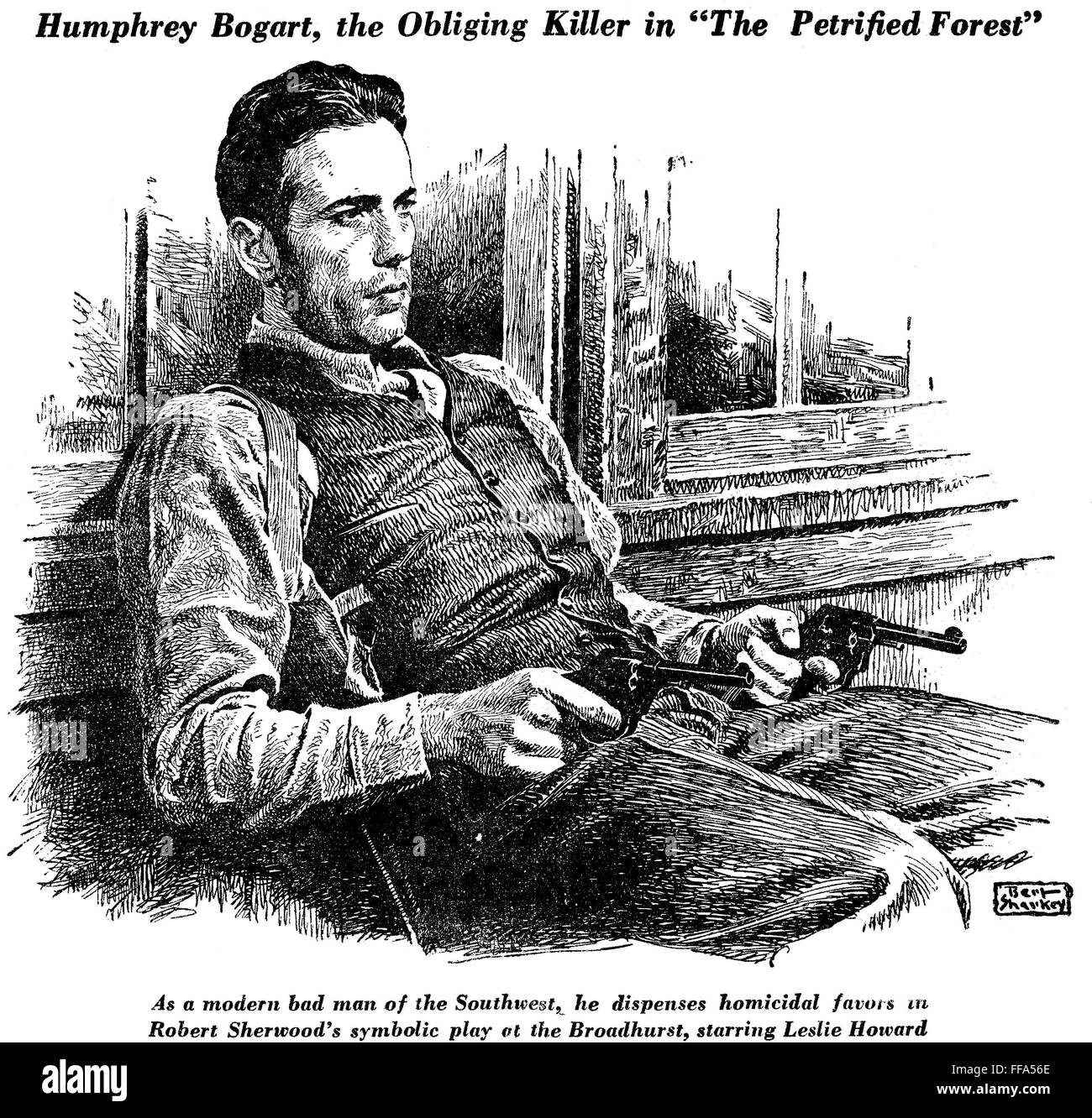 HUMPRHEY BOGART (1899-1957). /nAmerican actor. Drawing, 1935 Stock ...