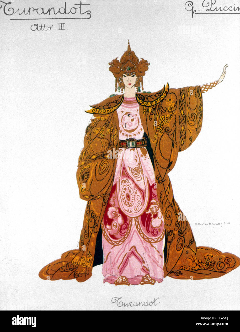 PUCCINI: TURANDOT, 1926. /nCostume sketch by U. Brunelleschi for the ...
