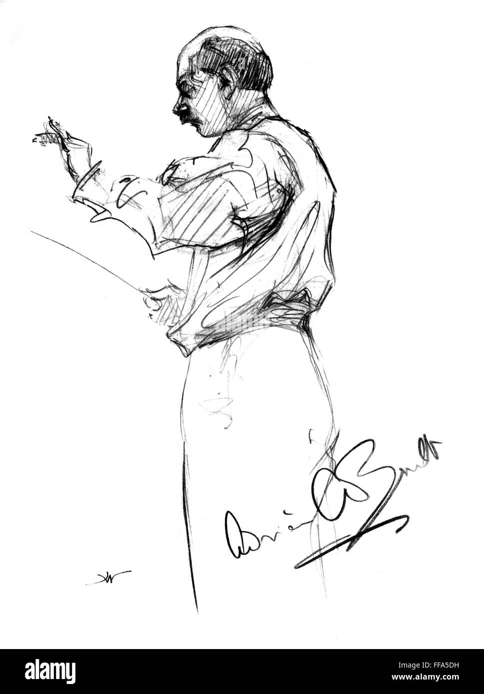 SIR ADRIAN BOULT /n(1889-1983). English conductor. Pencil drawing ...