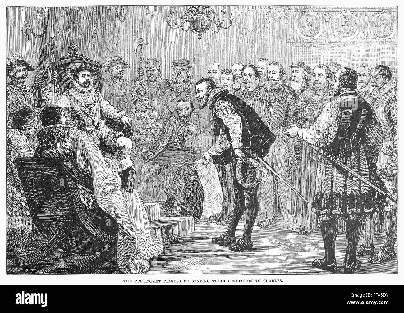 AUGSBURG CONFESSION, 1530. /nSeven Lutheran princes and representatives ...