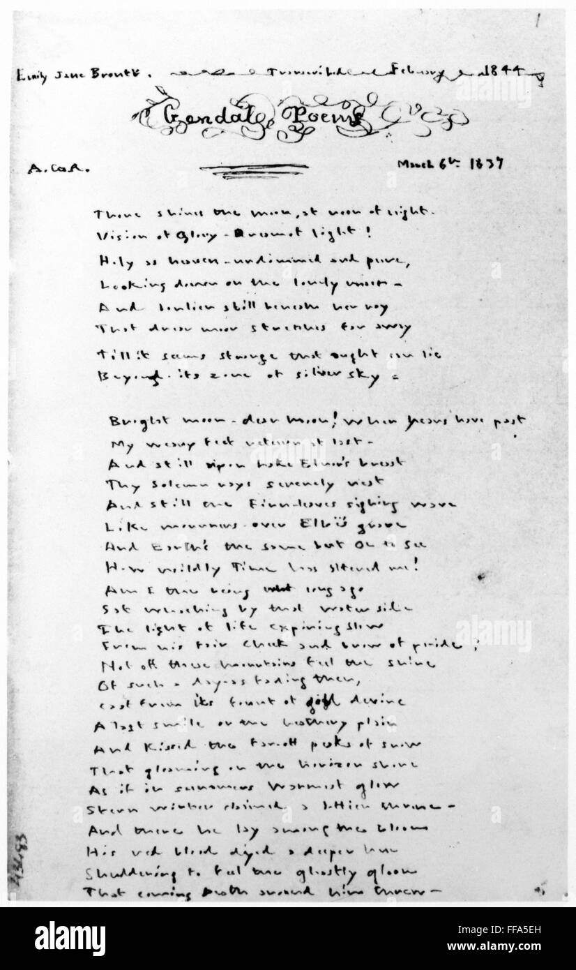 EMILY BRONT╦: POEM. /nThe beginning of Emily Jane Brontδ's poem 'There ...