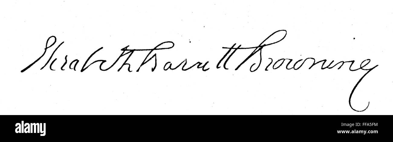 ELIZABETH BARRETT BROWNING /n(1806-1861). English poet. Autograph ...