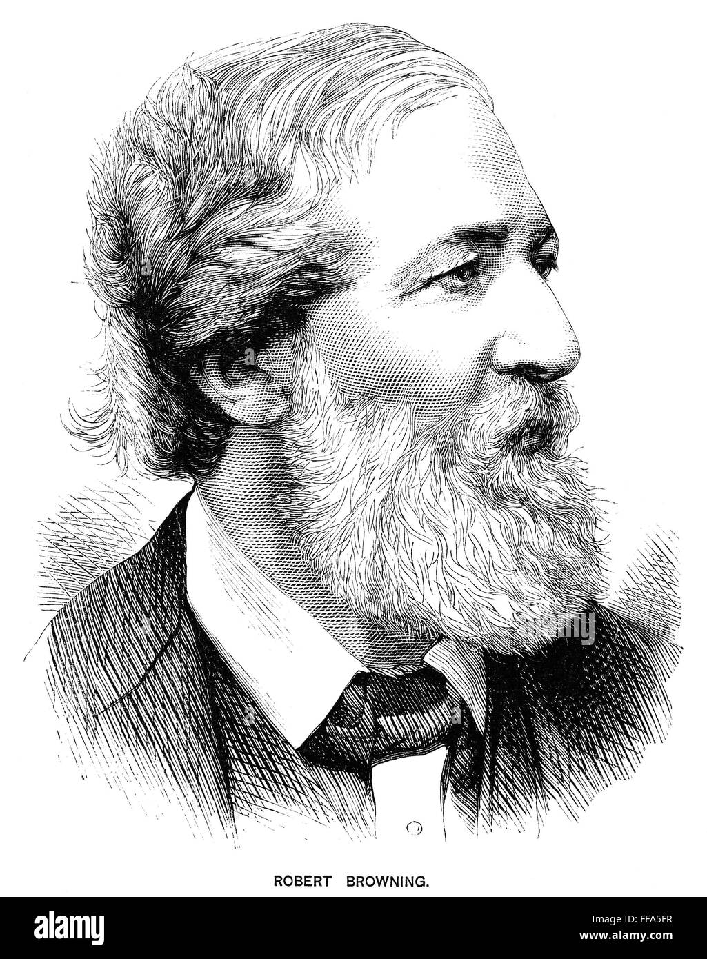 ROBERT BROWNING (1812-1889). /nEnglish poet. Wood engraving, 1871 Stock ...