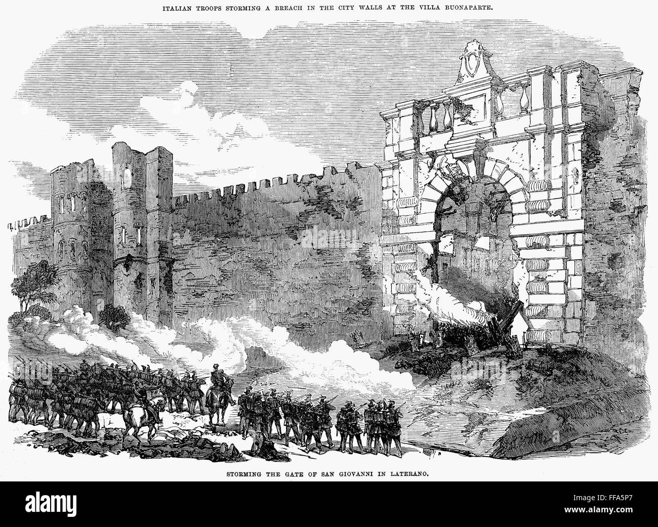 ITALY: UNIFICATION, 1870. /n'Storming the gate of San Giovanni in ...
