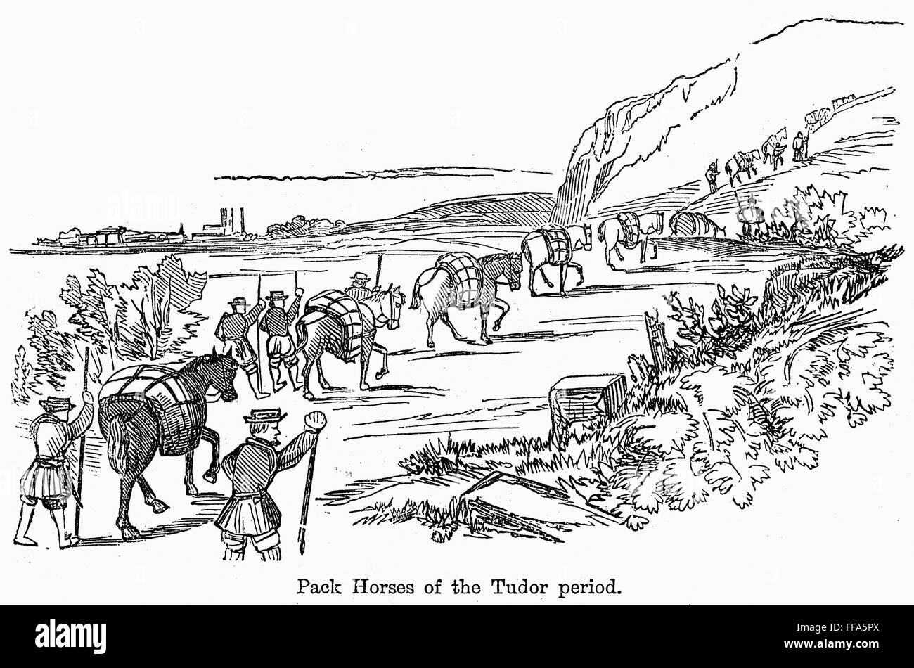TUDOR PERIOD: PACK HORSES. /nPack horses of Tudor period England, 16th ...