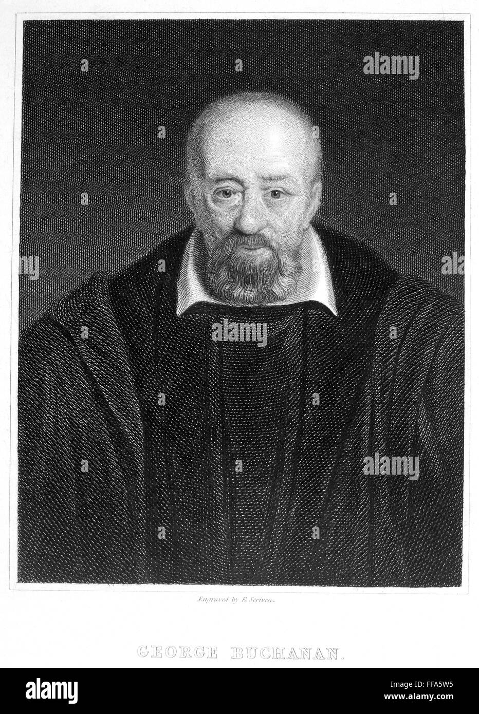 GEORGE BUCHANAN (1506-1582). /nScottish humanist and writer. Line and ...