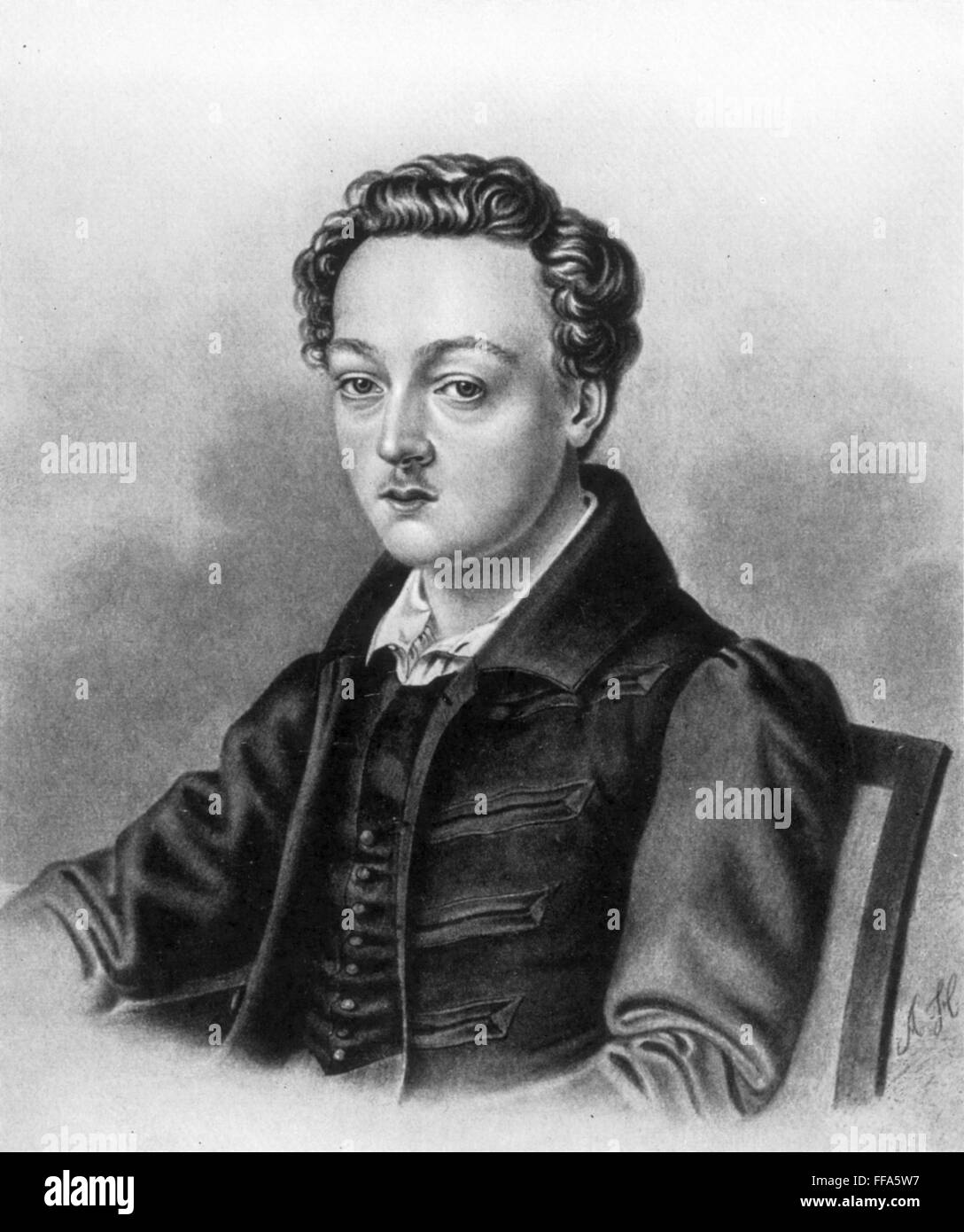 GEORG BUCHNER (1813-1837). /nGerman dramatist. Contemporary lithograh ...