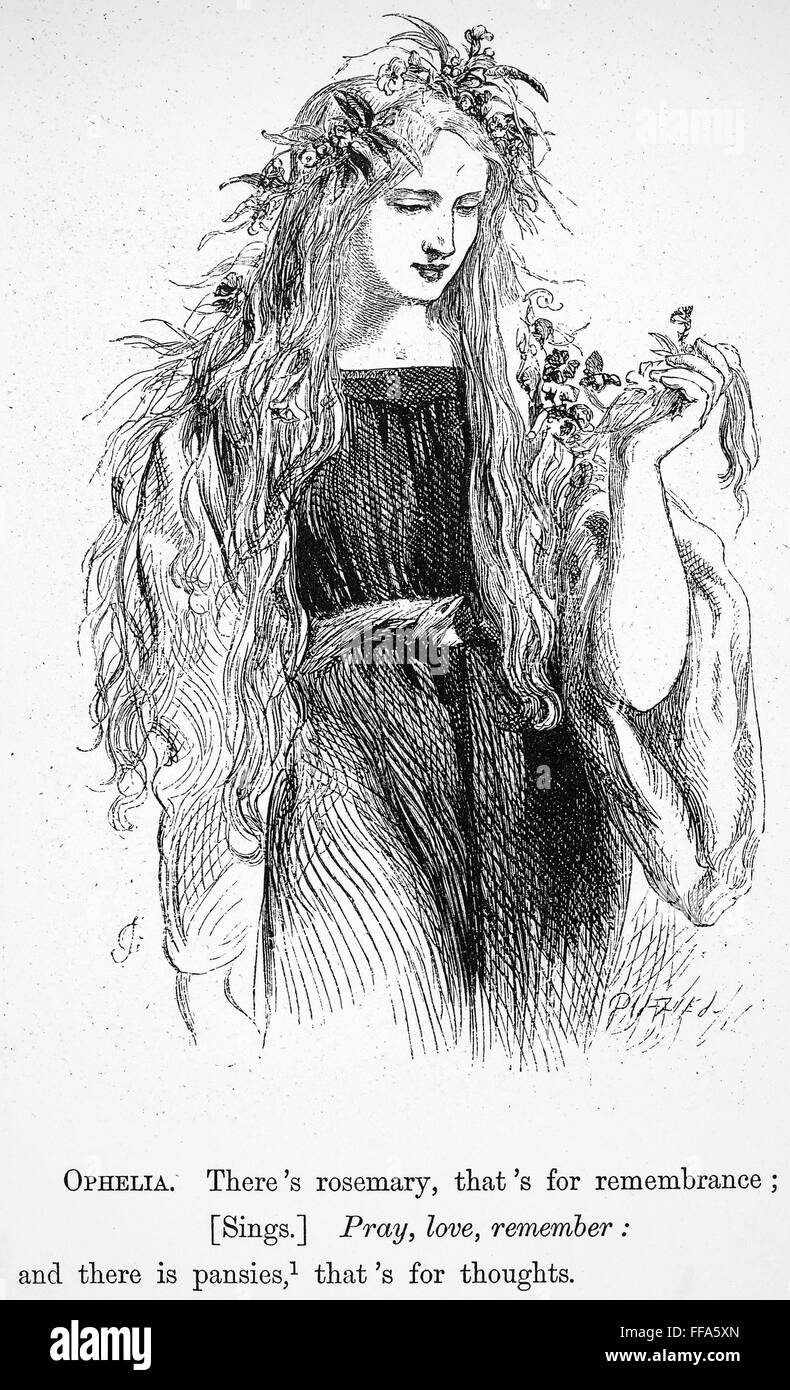SHAKESPEARE: HAMLET. /nOphelia, gone mad, distributes flowers (Act IV ...