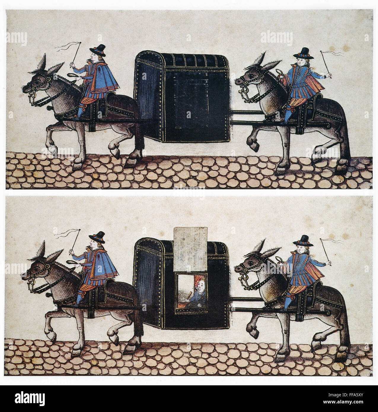 LITTER: EARLY 17th CENTURY. /nA litter, closed and open. Miniature ...