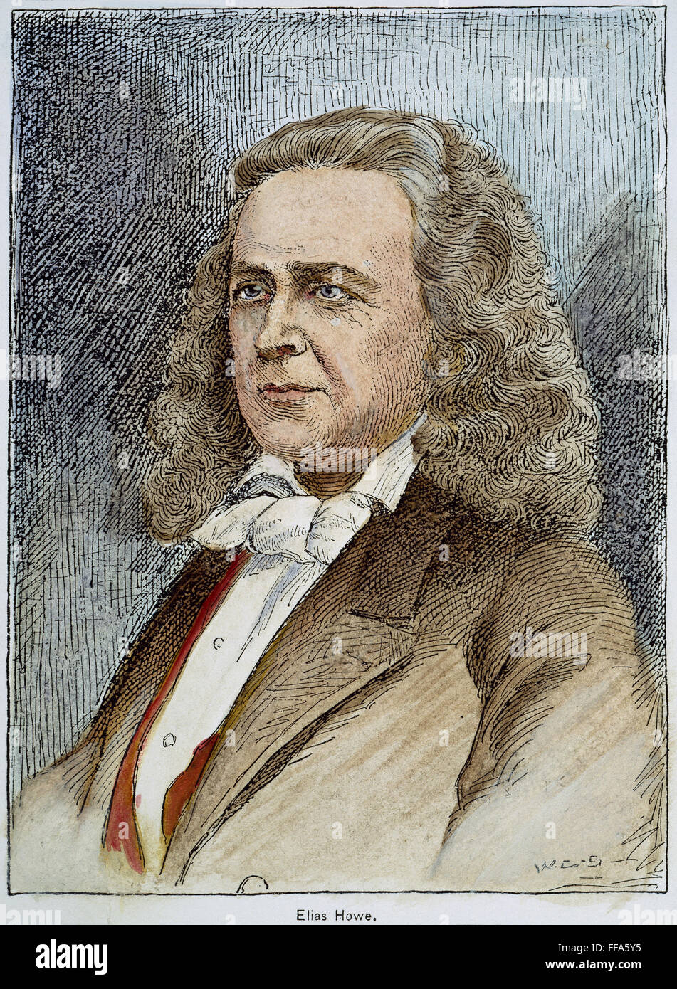 ELIAS HOWE (1819-1867). /nAmerican inventor. Drawing, late 19th century ...