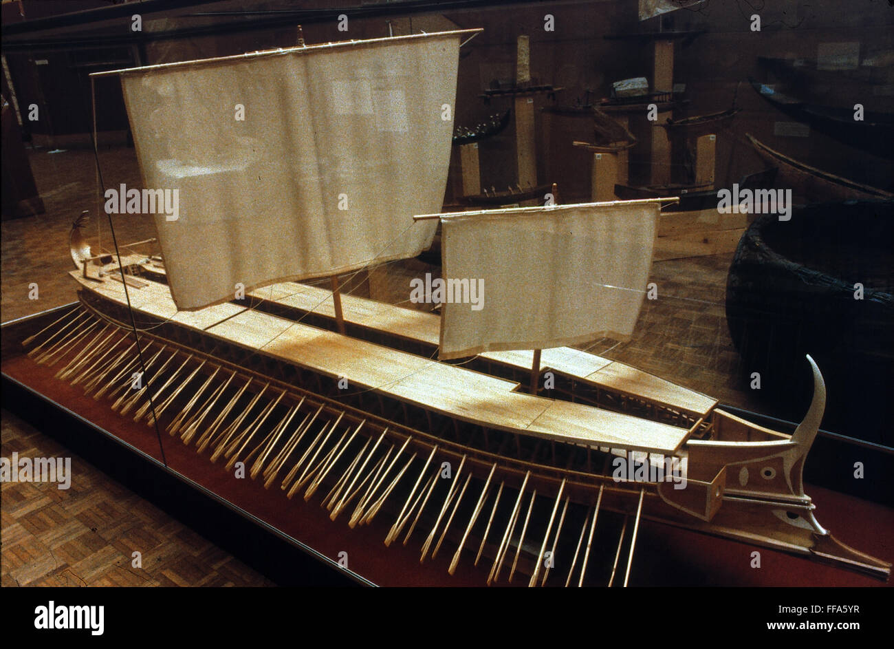 GREEK WARSHIP. /nModel of an Athenian trireme, 5th century B.C Stock ...