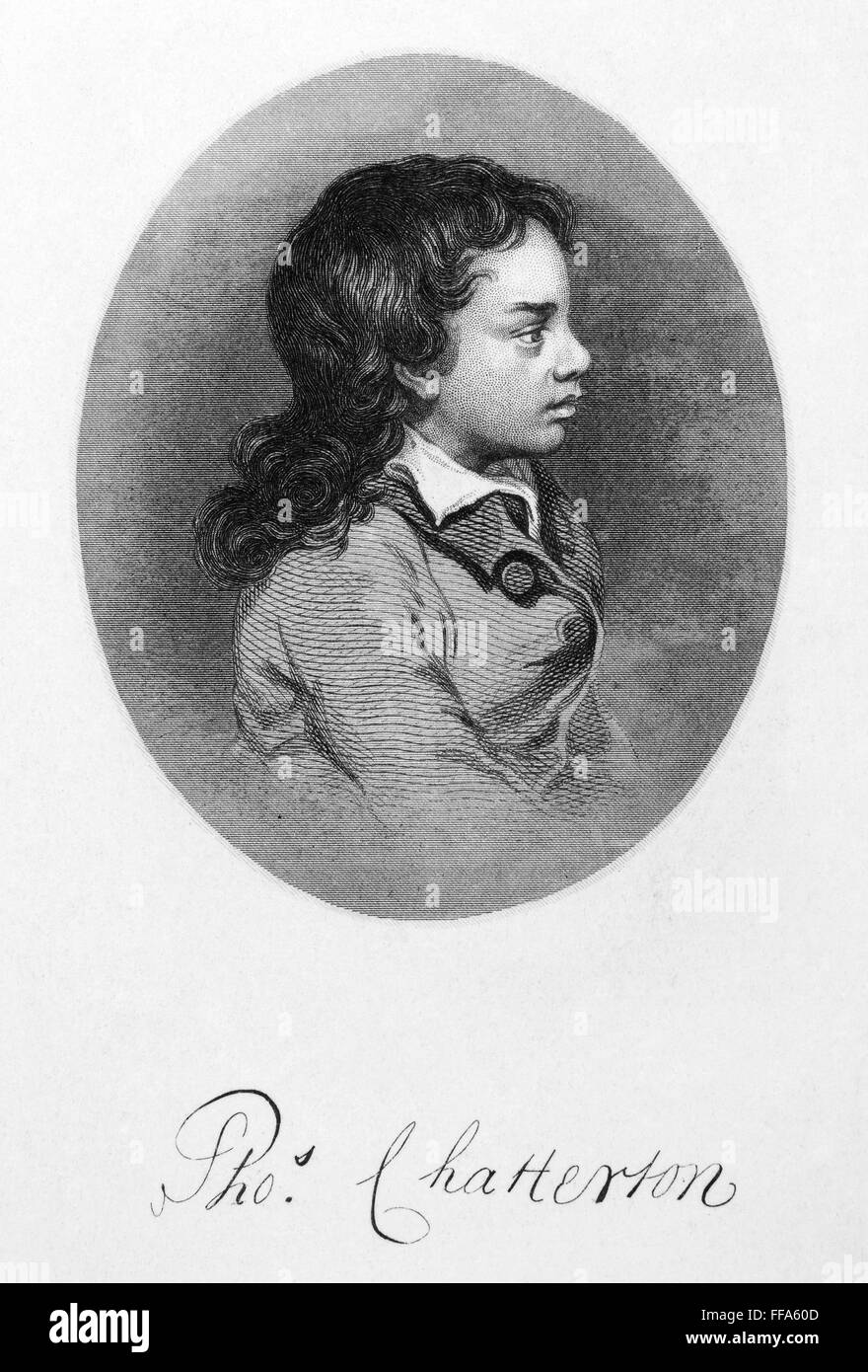 THOMAS CHATTERTON /n(1752-1770). English poet. Line and stipple ...