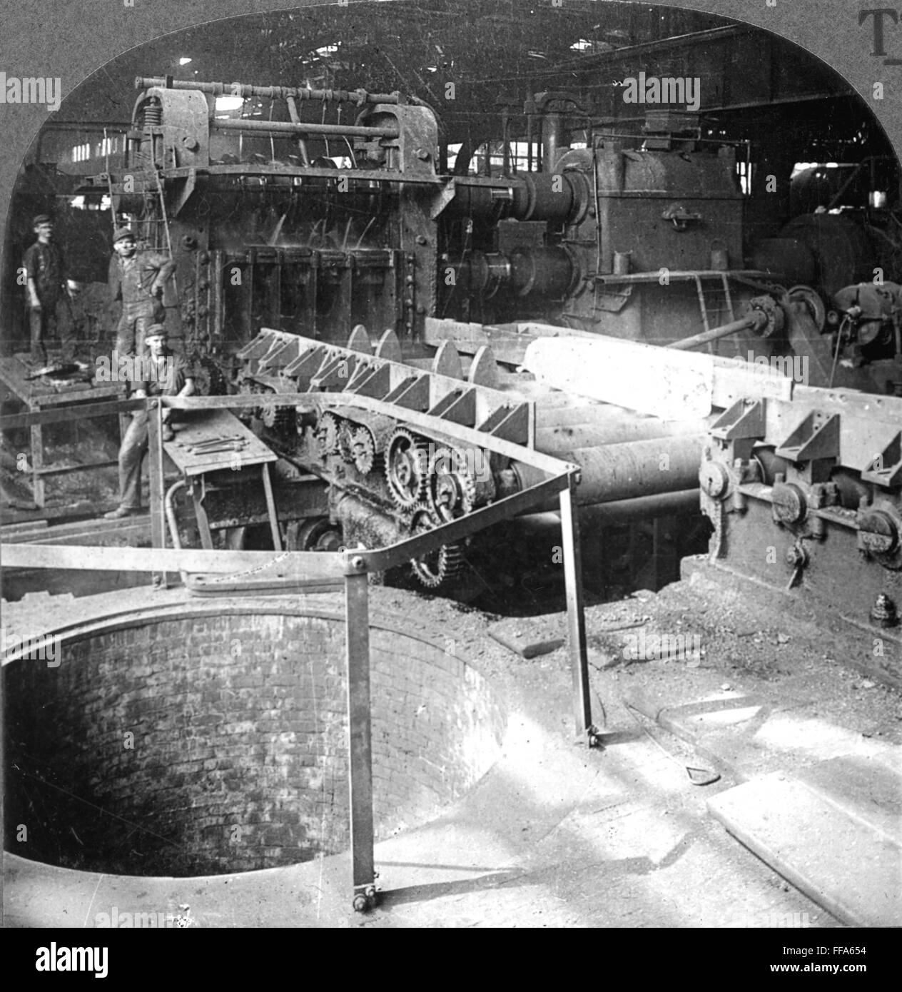 STEEL INGOT /non the 'table' of the Blooming Mill, Steel Works ...