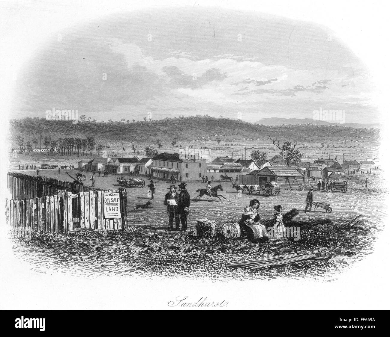 SANDHURST, VICTORIA, 1856. /nA view of the town of Sandhurst, Victoria ...