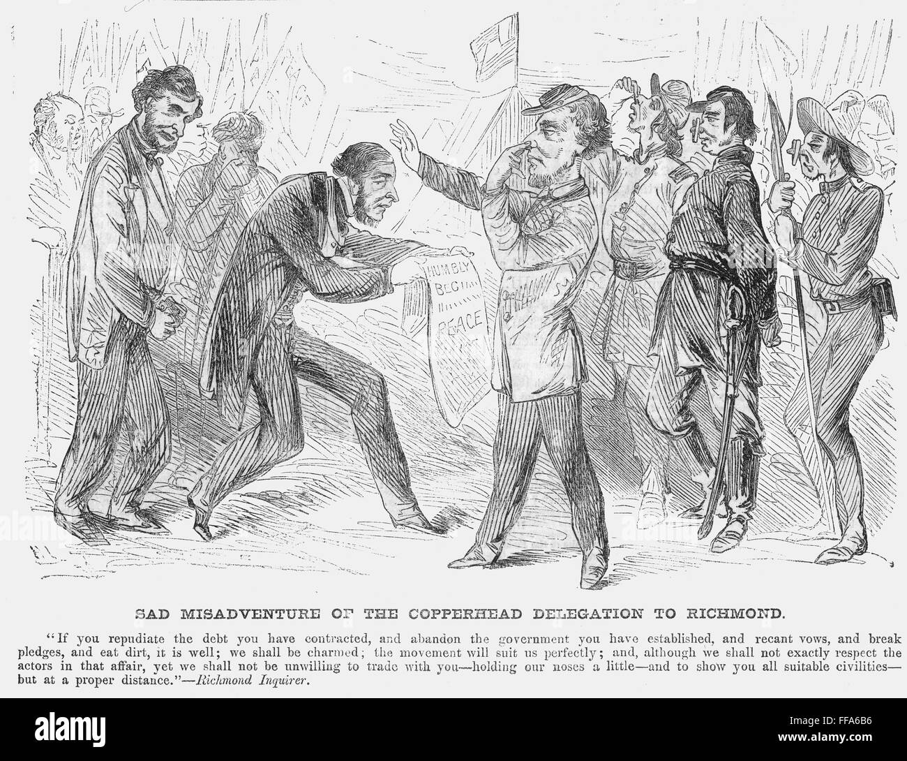 CIVIL WAR: COPPERHEAD, 1863. /nA Northern American newspaper cartoon of ...