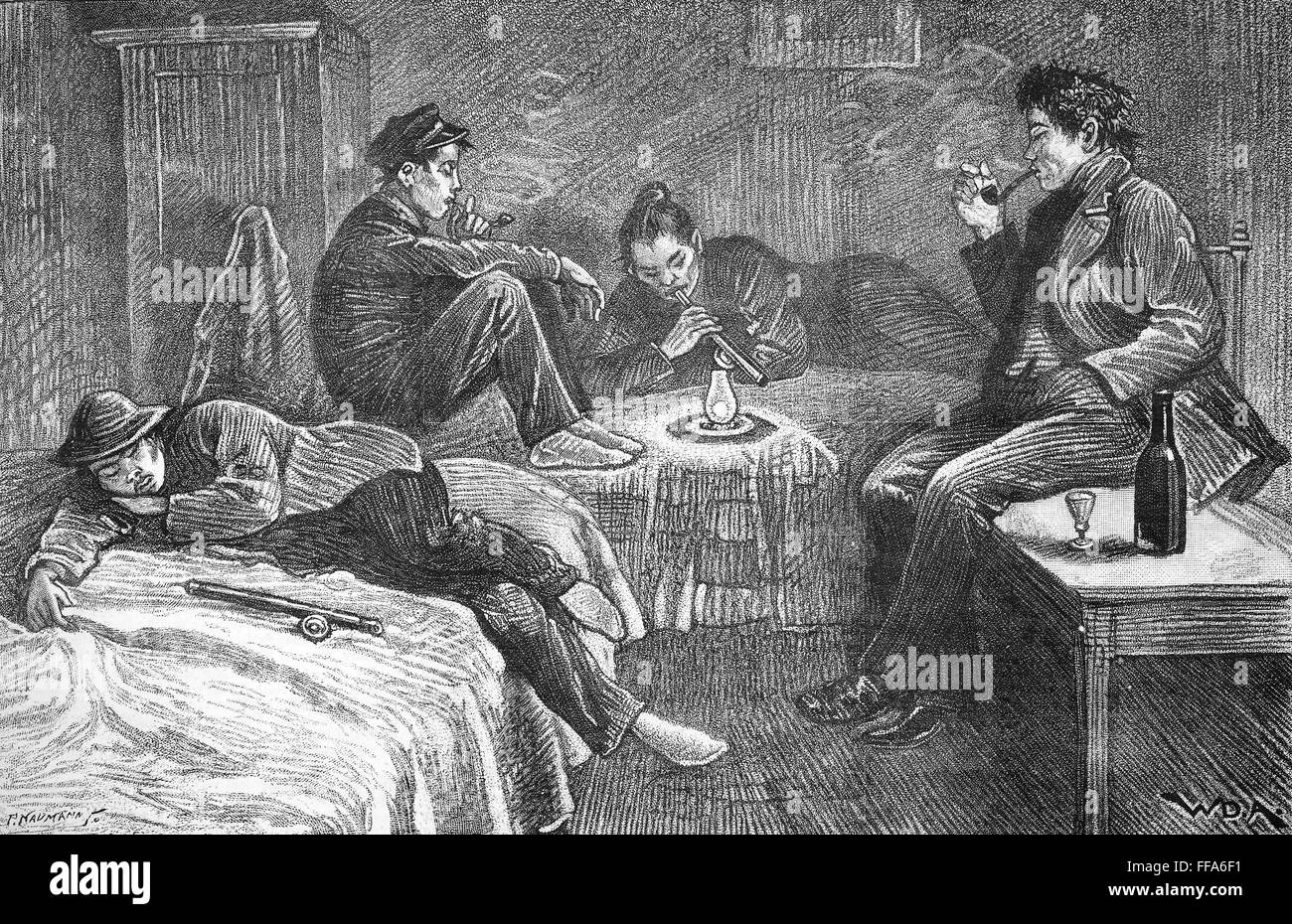 LONDON: OPIUM DEN, 1890. /nA Chinese opium den in Limehouse, London ...