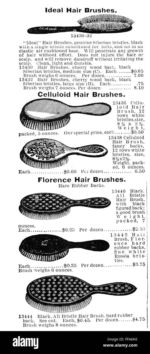 HAIR BRUSHES, 1895. /nAdvertisement from the Montgomery Ward & Company ...
