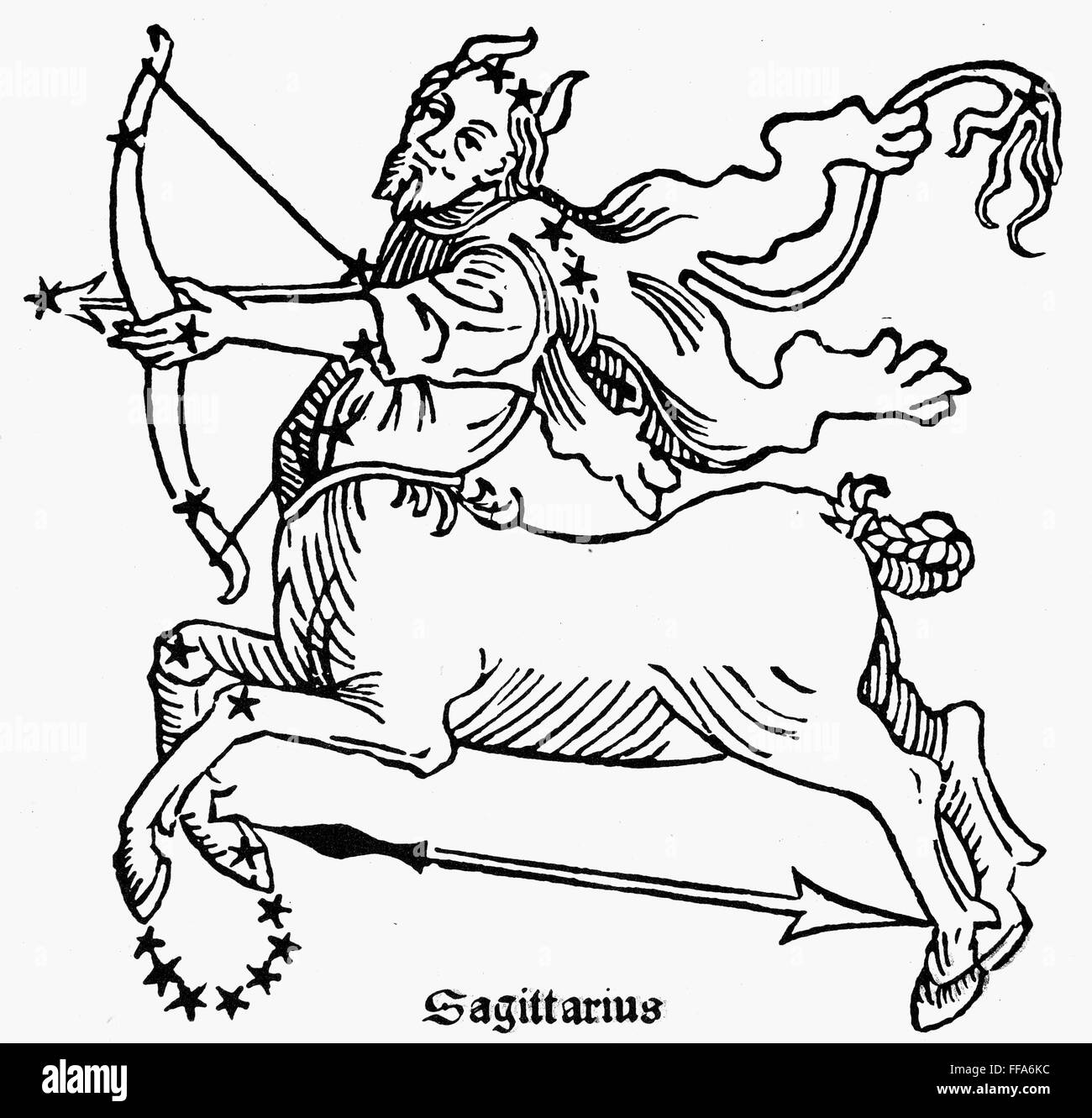 ZODIAC: SAGITTARIUS, 1482. /nSagittarius, the archer. Zodiacal woodcut ...