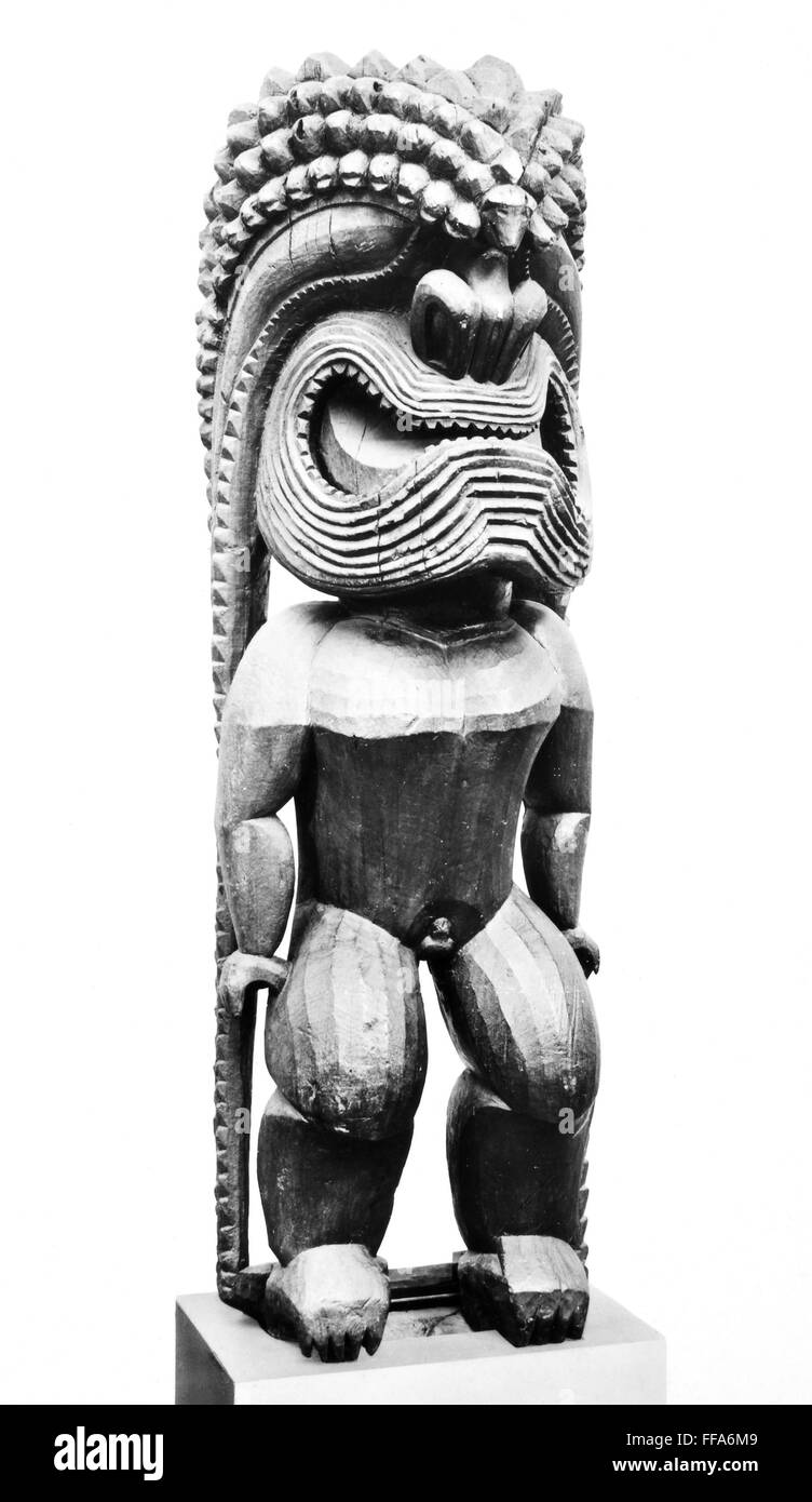 HAWAIIAN GOD OF WAR. /nWood figure of Kukailimoku, God of War. From ...