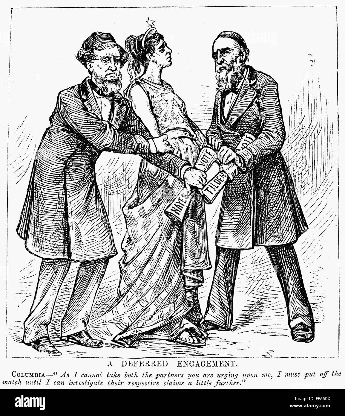 ELECTION CARTOON, 1876. /n'A Deferred Engagement.' Contemporary ...