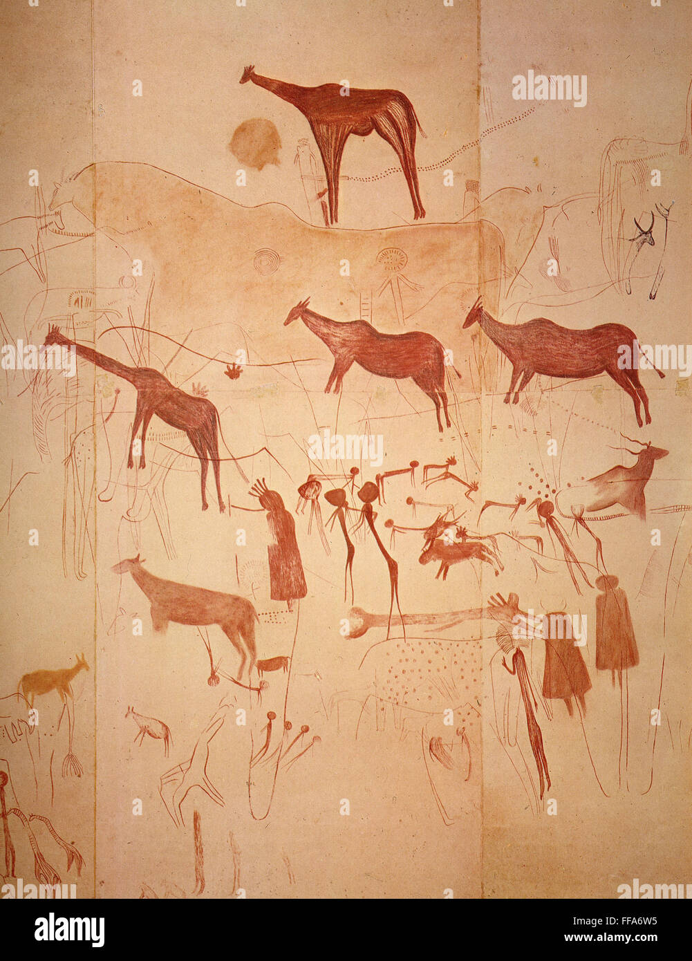 TANZANIA: LION DANCE. /nThe Lion Dance. Paleolithic rock painting from ...