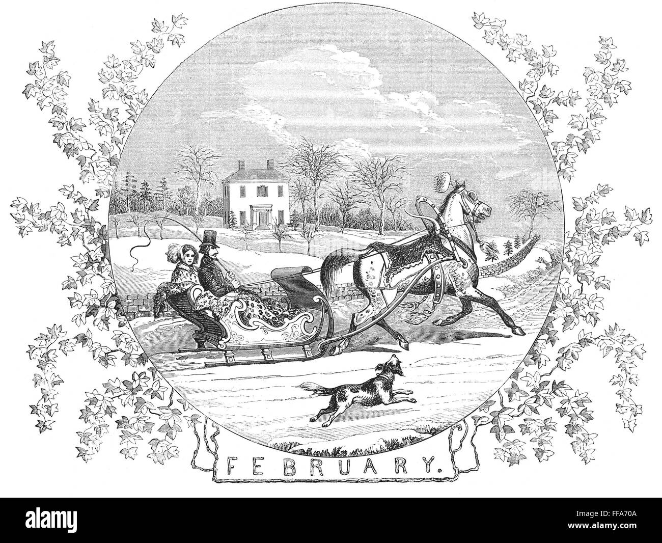 AMERICA: SLEIGHING, 1855. /nWood engraving, American, 1855 Stock Photo ...