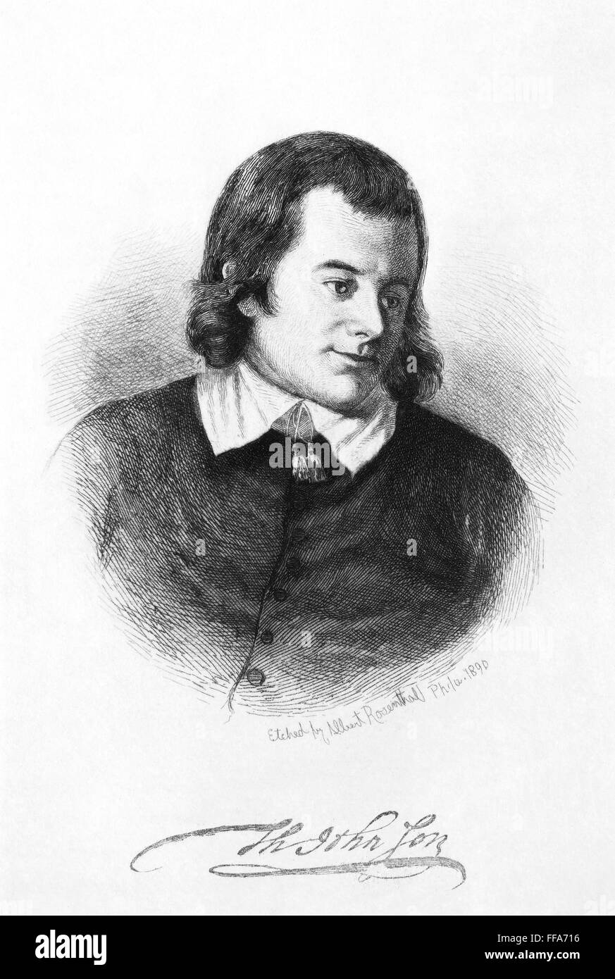 THOMAS JOHNSON (1732-1819). /nAmerican Revolutionary leader. Etching ...