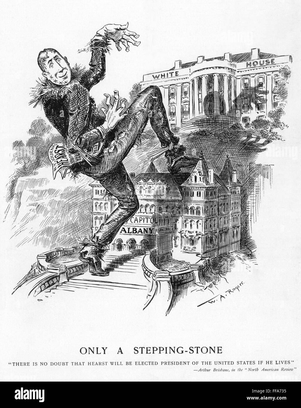 HEARST CARTOON. /n'Only a Stepping Stone': Cartoon by W.A. Rogers from ...