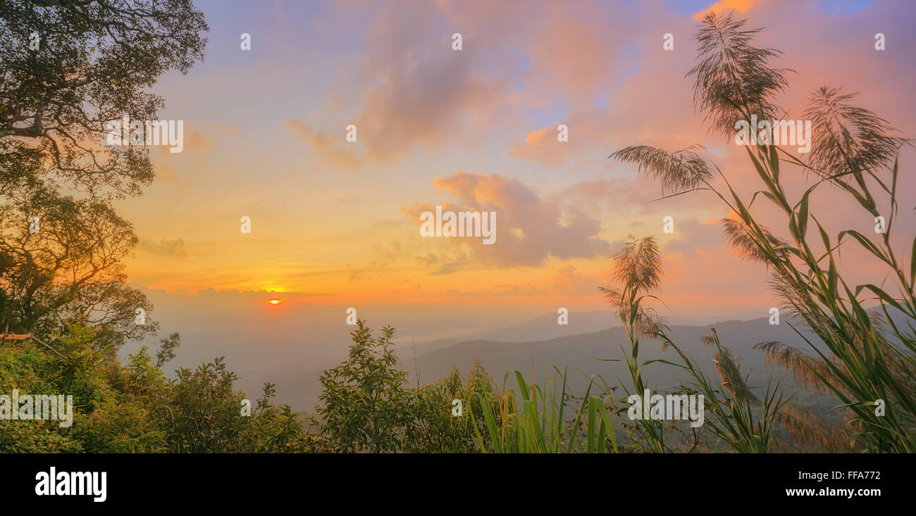 Beautiful landscape of mountain at sunset, Chiang Mai,Thailand Stock ...