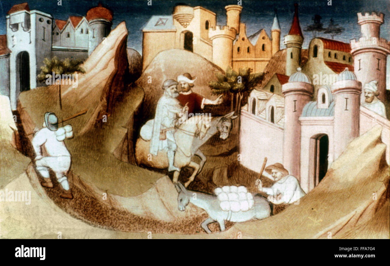 POLOS ENTERING PEKING. /nVenetian travelers, Maffeo and Nicolo Polo ...