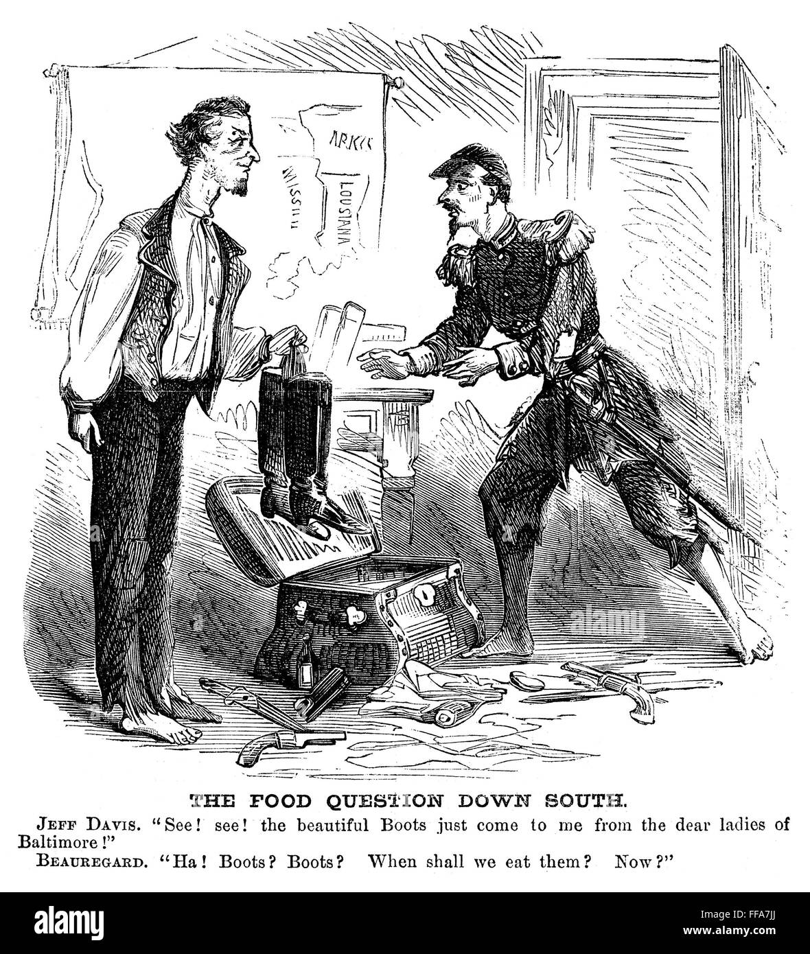 CIVIL WAR CARTOON. /n'The Food Question Down South.' Cartoon from a ...