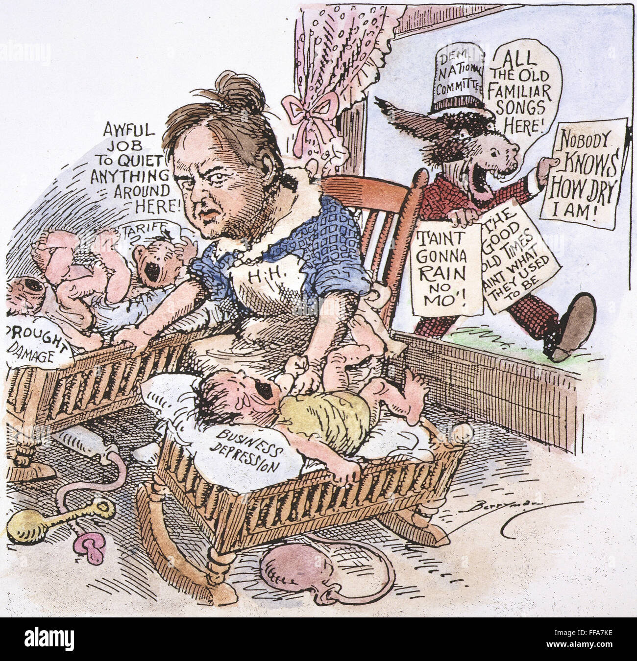 H. HOOVER: CARTOON (1930). /nPresident Herbert Hoover trying to cope ...