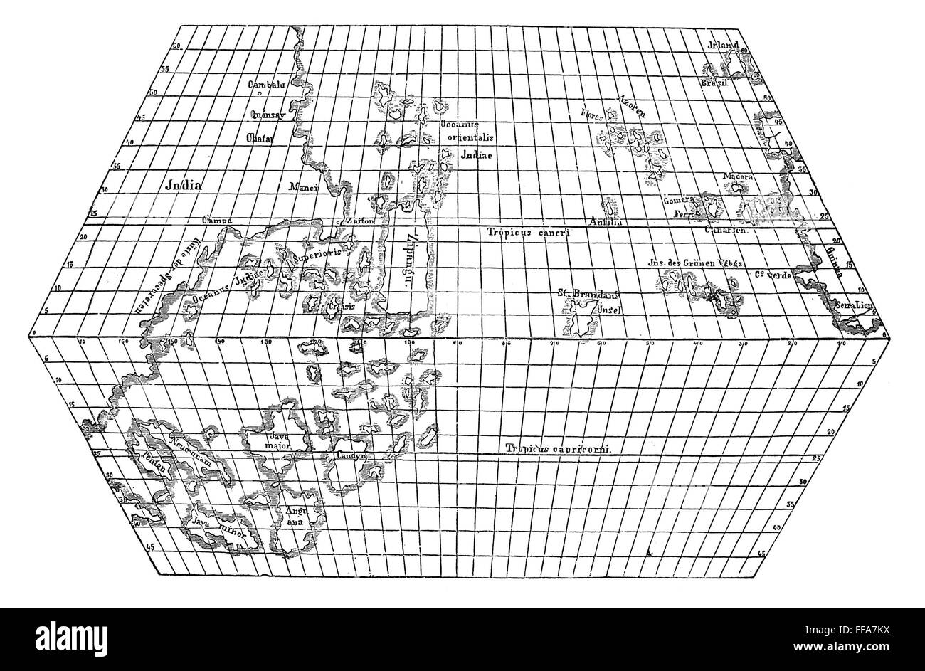 TOSCANELLI CHART, 1474. /nA 19th century German reconstruction of Paolo ...