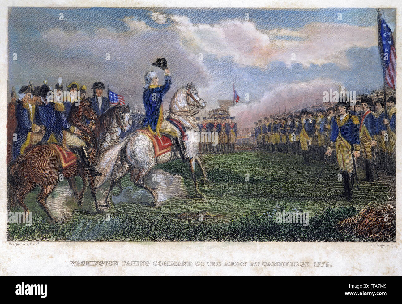 GEORGE WASHINGTON, 1775. /nTaking command of the Continental Army at ...
