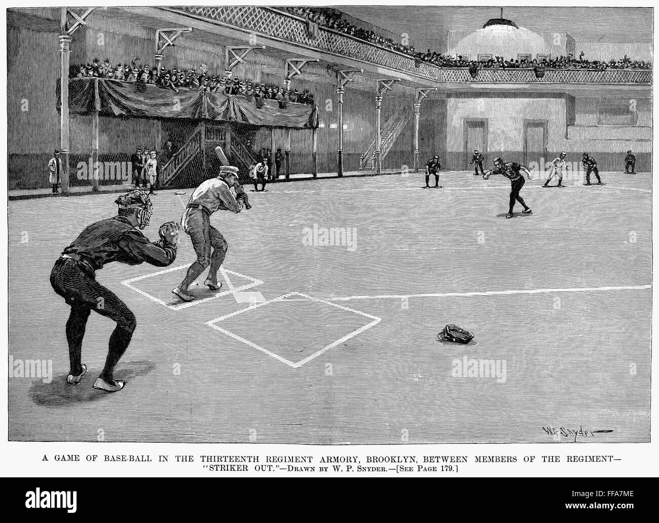 BASEBALL: BROOKLYN, 1890. /nA game inside the Thirteenth Regiment ...