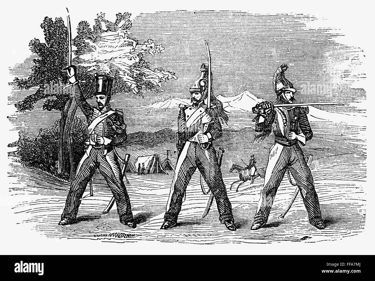 MEXICAN AMERICAN WAR, 1846. /nDragoons exercising. Wood engraving ...