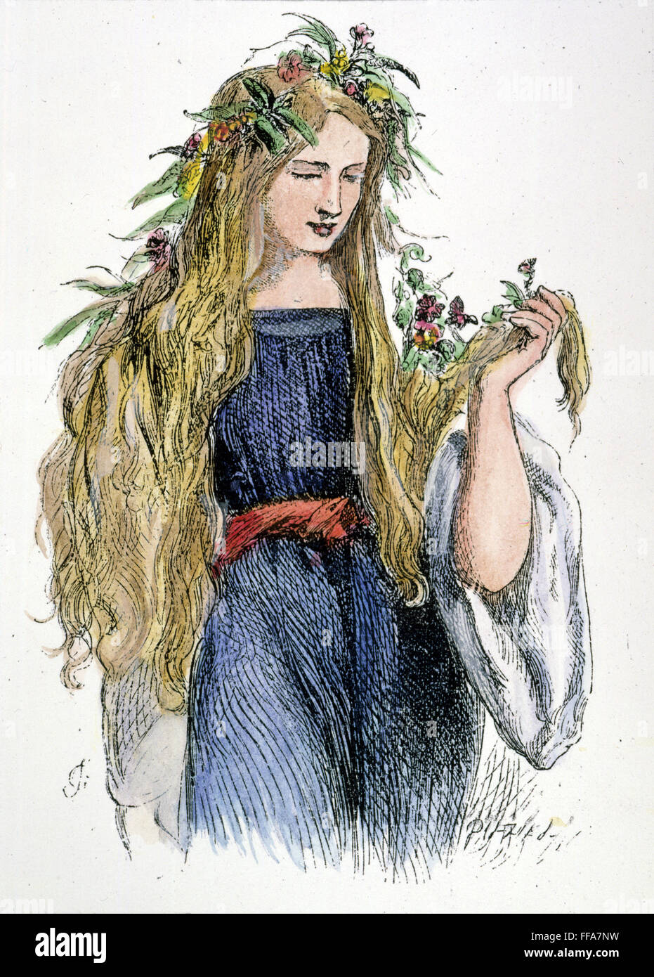HAMLET: OPHELIA GONE MAD. /nOphelia, gone mad, distributes flowers ...