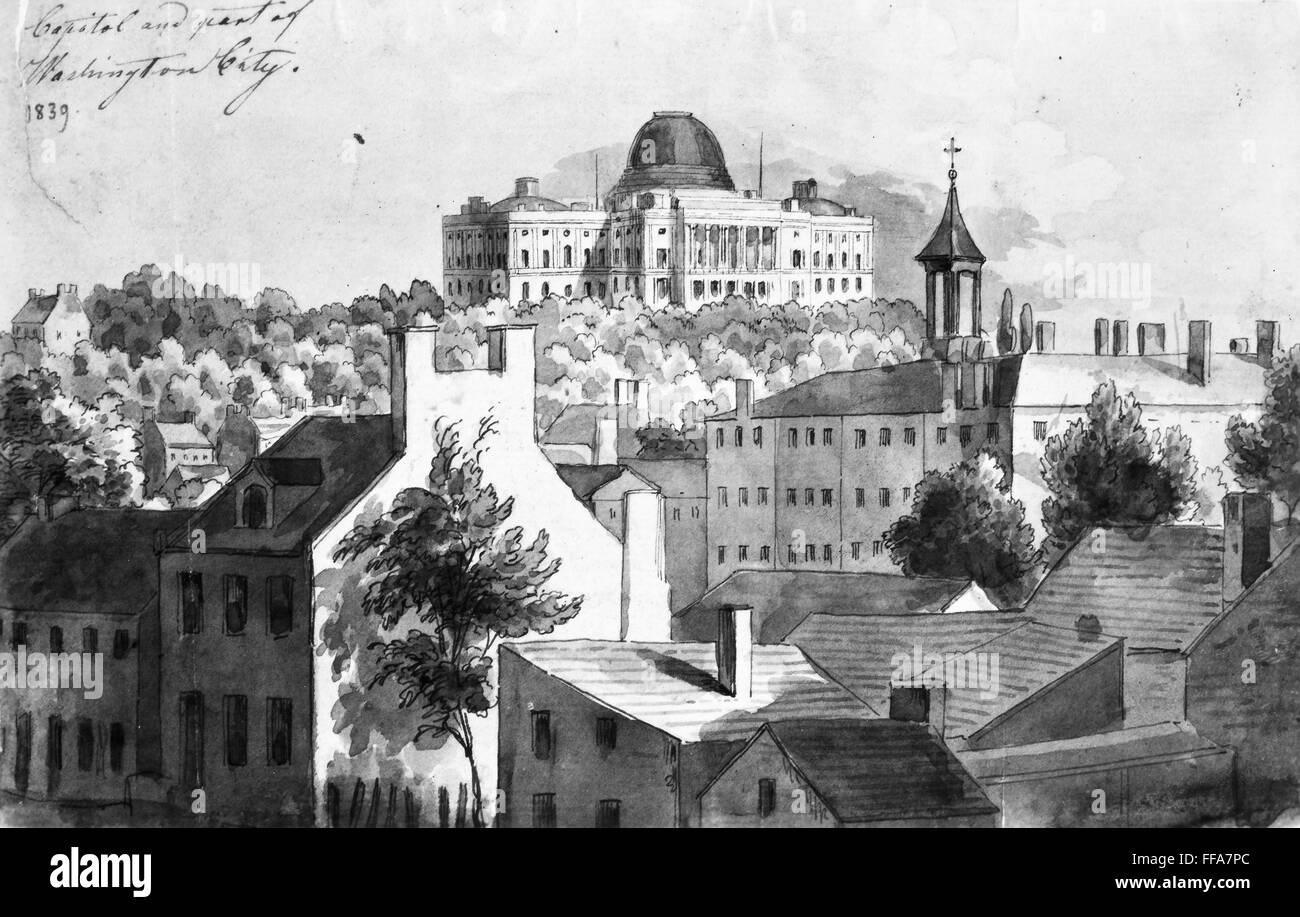 U.S. CAPITOL, 1839. /nA view of the United States Capitol and part of ...
