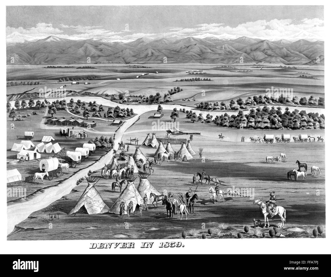 DENVER, COLORADO, 1859. /nLithograph, 19th century Stock Photo - Alamy