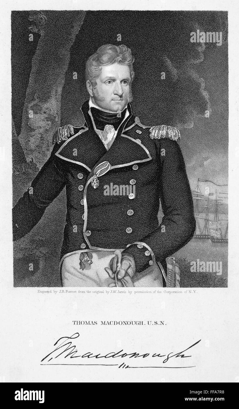 THOMAS MACDONOUGH /n(1783-1825). American naval commander. Stipple ...