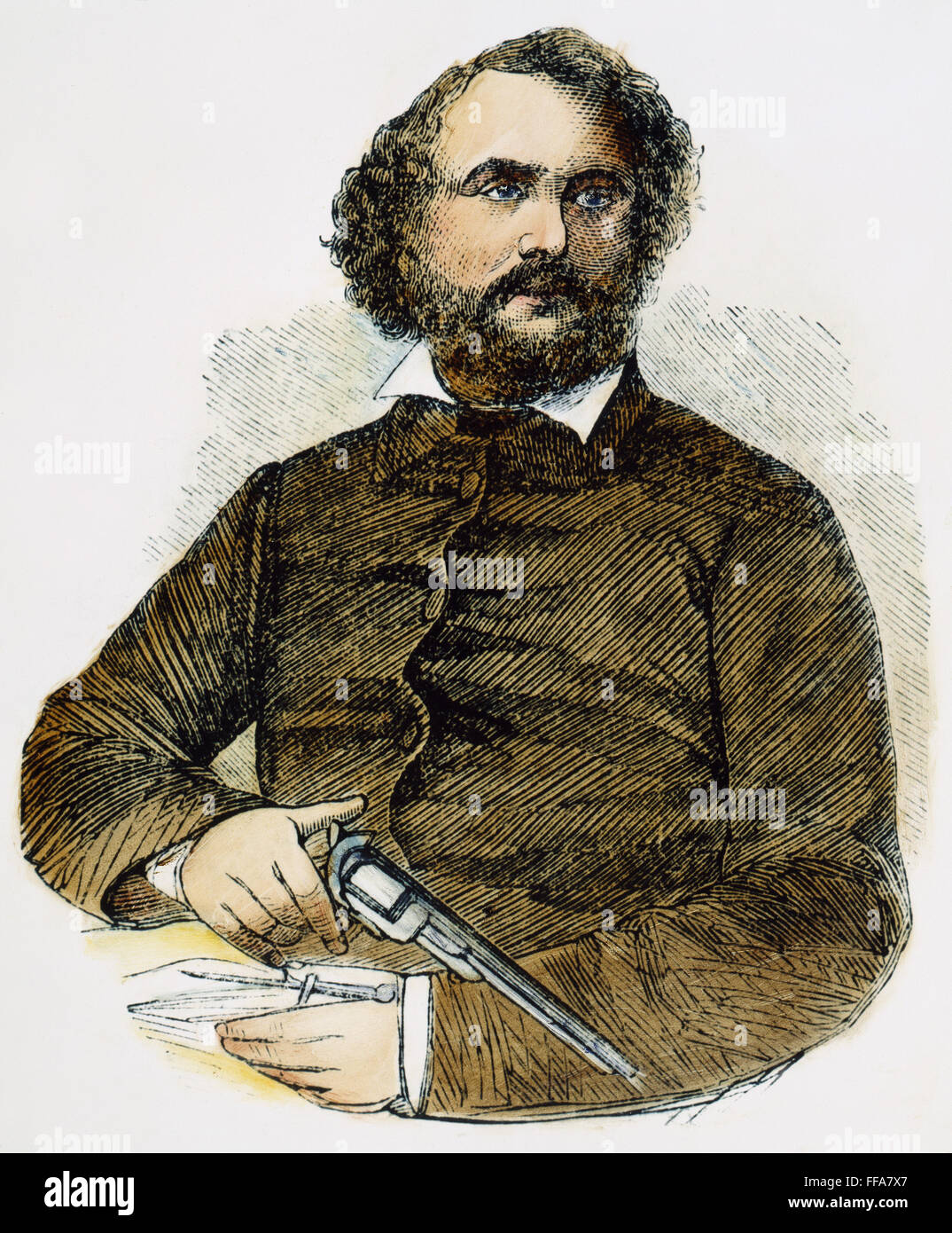 SAMUEL COLT (1814-1862). /nAmerican inventor; with a gun: wood ...