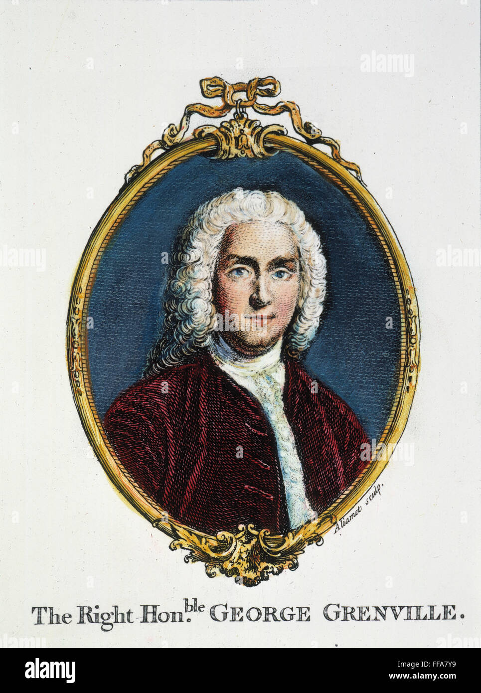 GEORGE GRENVILLE (1712-1770). /nEnglish navy treasurer: colored English ...