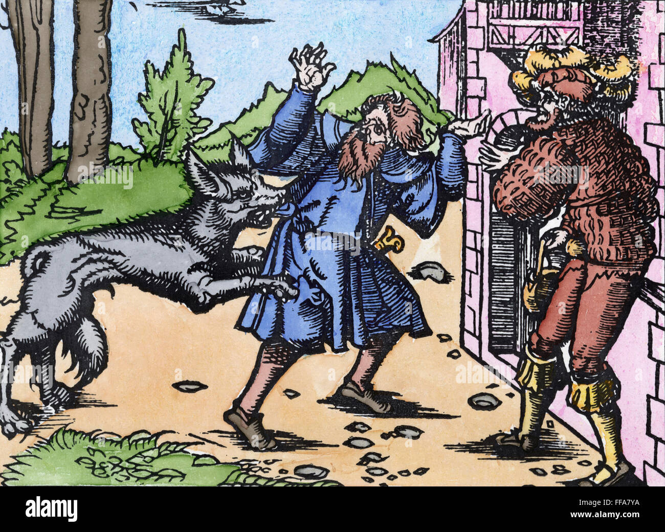 WEREWOLF, 15th CENTURY. /nWerewolf attacking a man. /nWoodcut, German ...