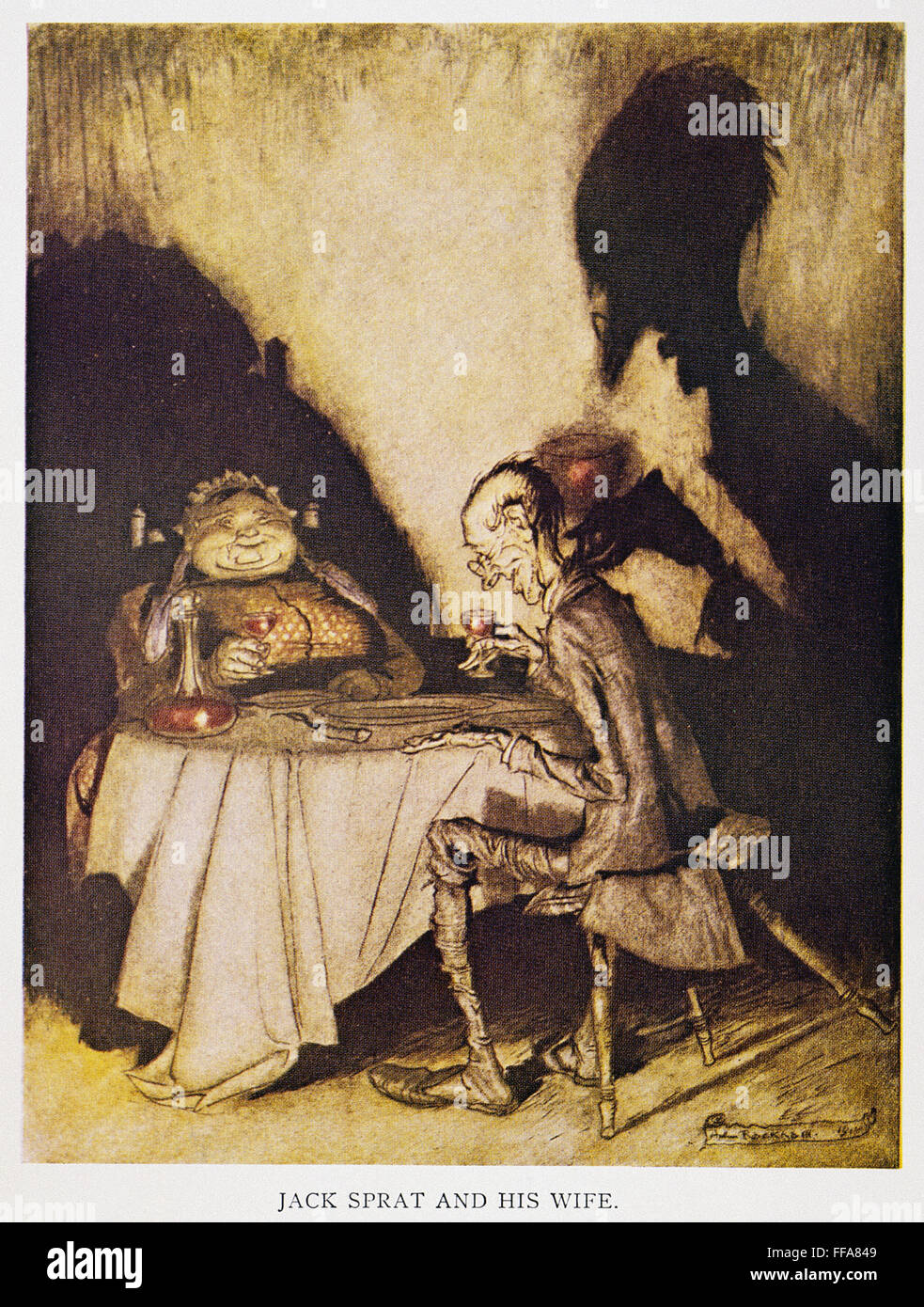 JACK SPRAT, 1913. /n'Jack Sprat and his Wife.' Drawing by Arthur ...