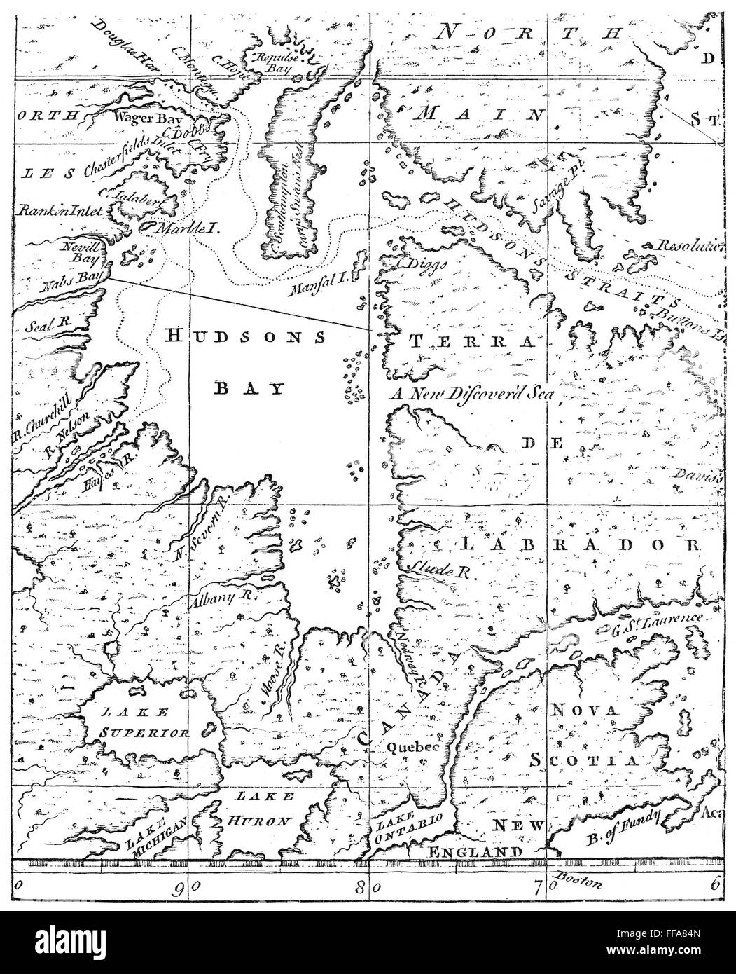 MAP OF CANADA, 1746-1747. /nAn engraved English chart of 1748 showing ...
