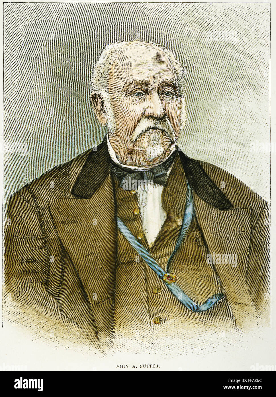 JOHN A. SUTTER (1803-1880). /nAmerican pioneer. Color engraving, 19th ...