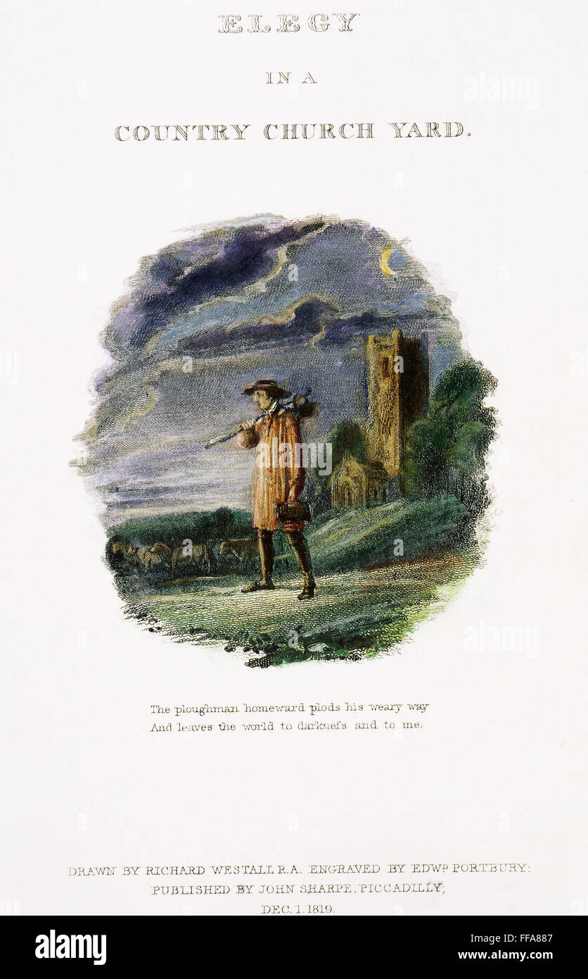 THOMAS GRAY: ELEGY, 1819. /nEngraving after Richard Westall, 1819, for ...