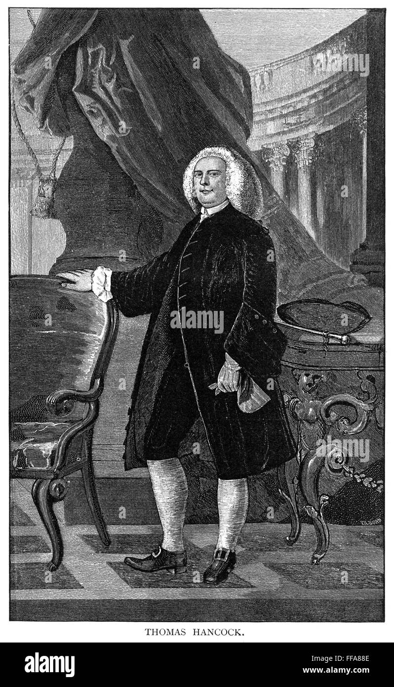 THOMAS HANCOCK (1703-1764)./nAmerican merchant. Wood engraving, 19th ...